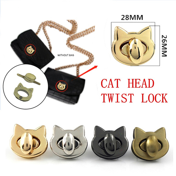 DIY Shoulder Bag Wallet Cat Head Rotating Lock Animal Twist Lock Cute ...
