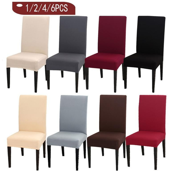 1/2/4/6Pcs Solid Color Chair Cover Spandex Slipcovers for Dining Room ...