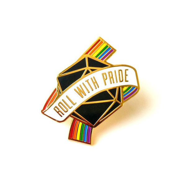 Roll with Pride Gaymer Dnd Enamel Pin, Tabletop RPG pin, Dungeon Master ...