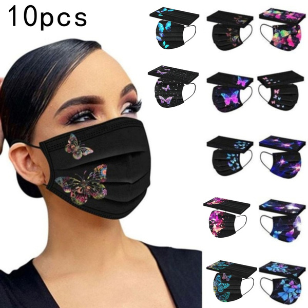 10PC Adult Women Man 3D Butterfly Printed Mask Disposable Face Mask ...