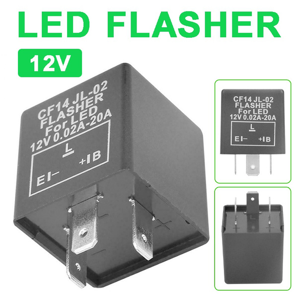 1PC Black 12V 3 Pin CF14 LED Car Flasher Relay for Turn Signal Bulbs ...