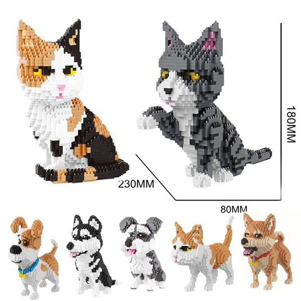 10 Styles cartoon Dog Series blocks mini diamond Bulldog model building ...