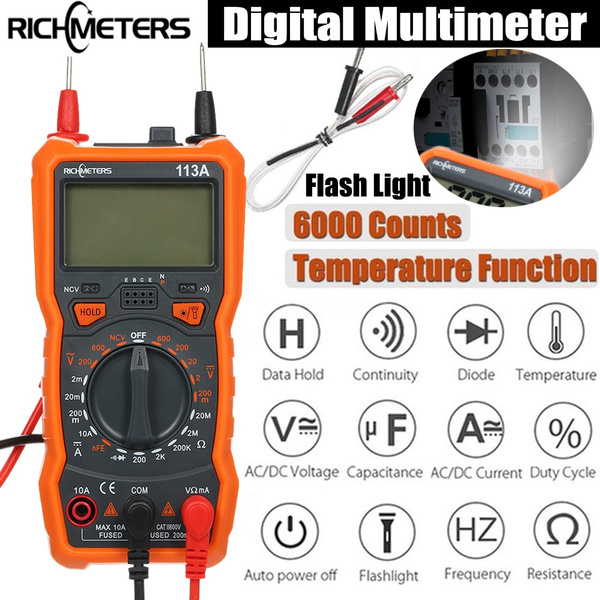 RICHMETERS RM113D/RM113A NCV Digital Multimeter 2000/6000 Counts Auto ...