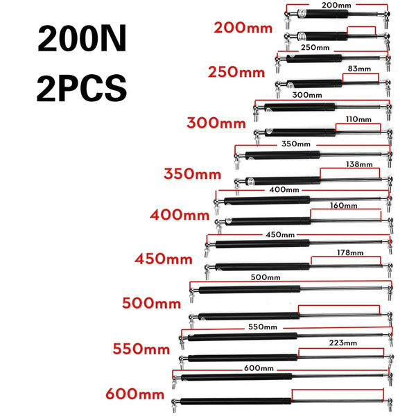 2PCS 200N Stainless Steel Universal 200N Gas Struts Spring For Multi ...
