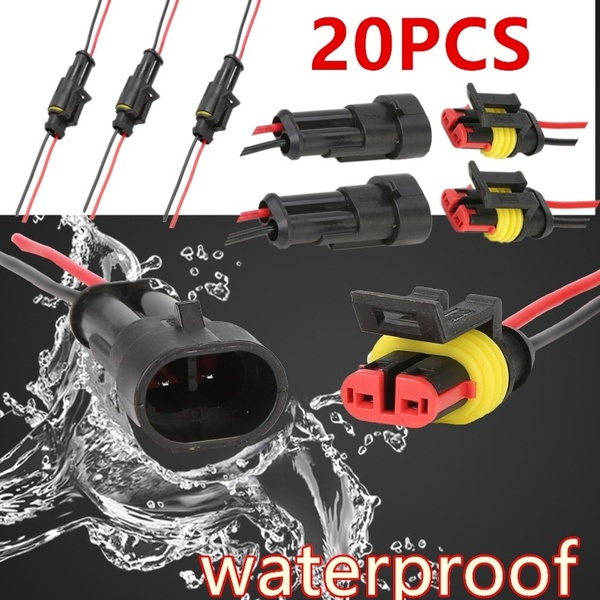 2 Pin Way Sealed Waterproof Electrical Wire Connector Plug Set Auto ...