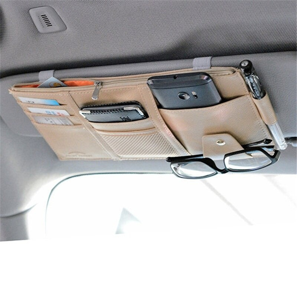 2021 New Multifunctional Leather Car Sun Visor Storage Bag Visor Cover ...