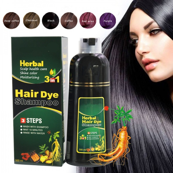 6 Colors 500ml Natural Permanent Hair Color Shampoo Long Lasting Hair ...