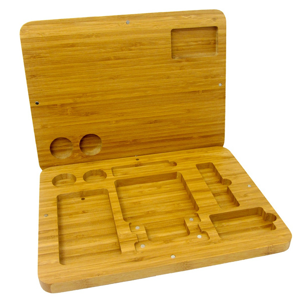Extra Large Bamboo Magnetic Wooden Rolling Tray Cigarette Smoking ...
