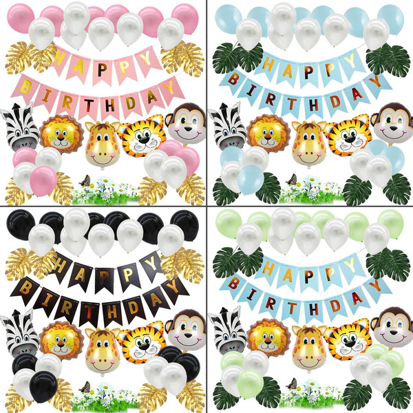 36PCS/Set 6 Color Jungle Animals Themed Birthday Party Decorations Set ...