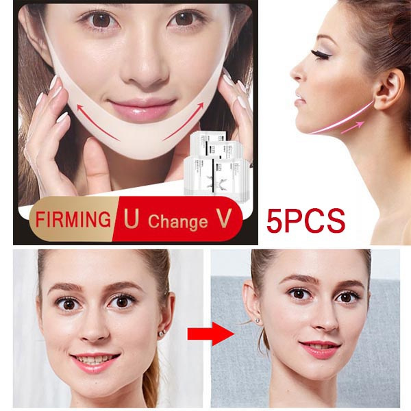 1-5PCS Lifting Firming V Face Mask Polypeptide Ear Hanging Lifting Silk ...