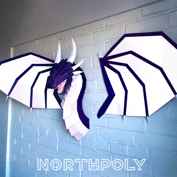 DIY Papercraft Dragons and Wings Low Poly PaperModel 3DPuzzle Handwork ...