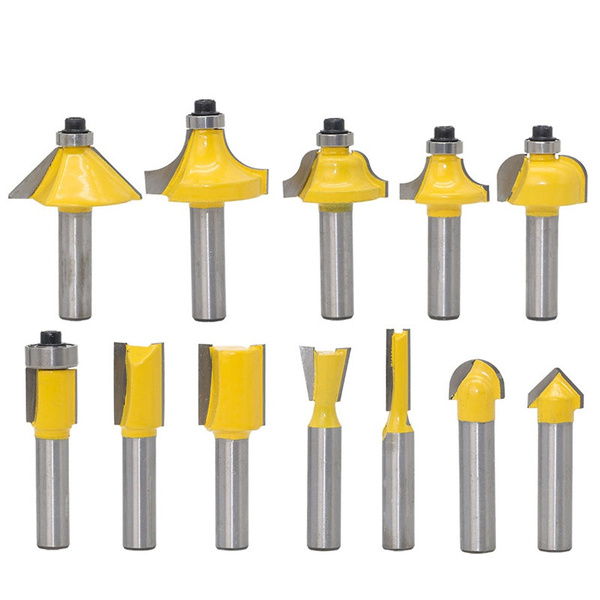 12/15pcs 8mm Router Bit Set Trimming Straight Milling Cutter Wood Bits ...