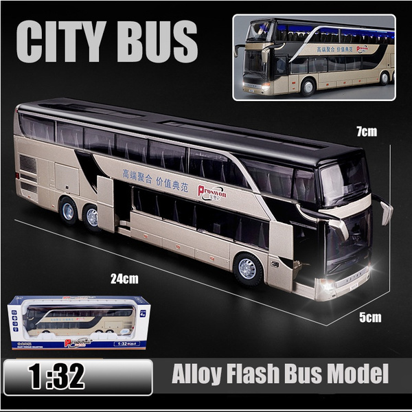 Alloy 1:32 Pull Back Bus Model High Imitation Double Sightseeing Bus ...