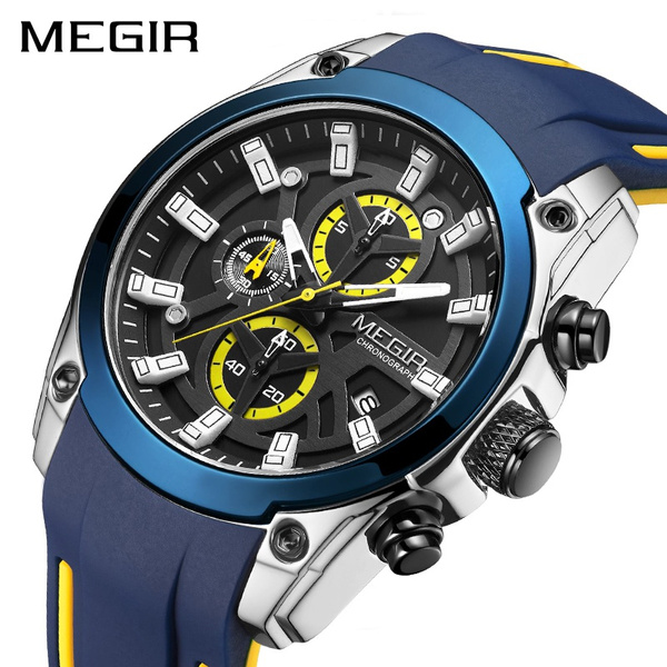 MEGIR 2020 Blue Sport Watches for Men Top Brand Luxury Chronograph Man ...