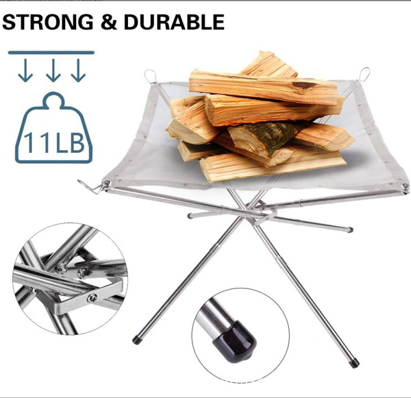 Folding Campfire Rack Outdoor Foldable Wood Stove Camping Incinerator ...