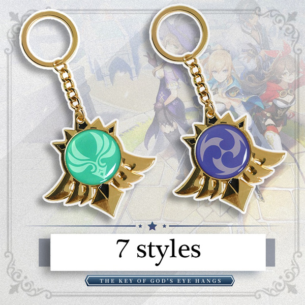 Game Genshin Impact KeyChain Metal Pendants Jewellery 7 Element Weapons ...