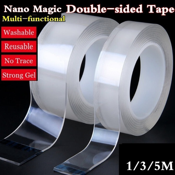 1/3/5M Transparent Velcro Nano Tape Reusable Traceless Double-sided ...