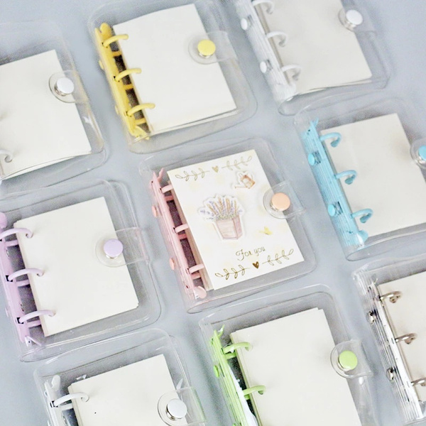 Mini 3 Holes Spiral Notebook Cover Transparent Loose Leaf Binder ...