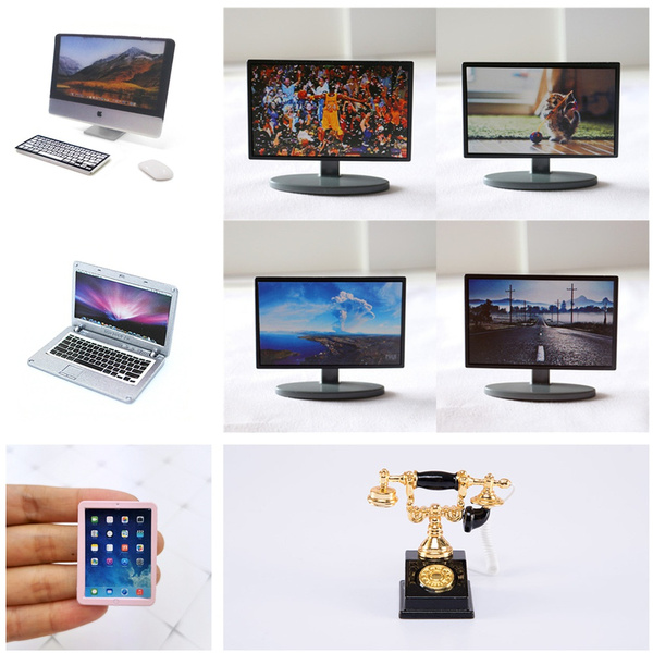 Dollhouse Accessories Mini TV/ Laptop Computer PC /Tablet /Retro ...