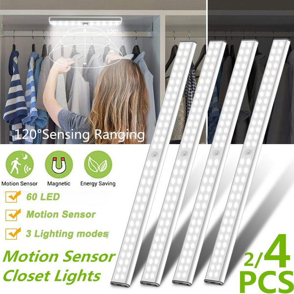 4/1/2pcs 60/20/10 LED Motion Sensor Closet Lights, Cordless Under ...