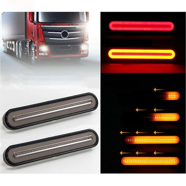 1/2pcs 3 in 1 Neon LED Trailer Truck Brake Light Brake Stop Light ...
