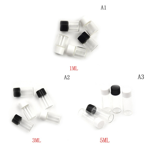 5Pcs 1/3/5Ml Small Cute Glass Vials Bottles Clear Containers With Screw ...