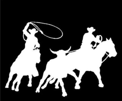 6" Wide Team Roping Rodeo Decal Western Cowboy Car Window Horse Vinyl ...