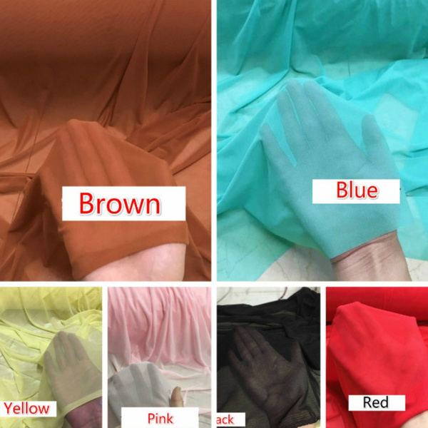 Solid Mesh Fabric 4 Way Stretch Sheer Soft Net Cloth Elastane Swimwear ...