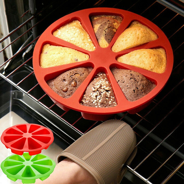 8-Triangle Round Silicone Cake Pan Tins Pastry Muffin Pizza Baking Tray ...