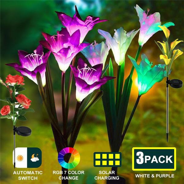 3Style 3/1Pcs IP65 Waterproof Multi-Color Landscape Light Outdoor Solar ...