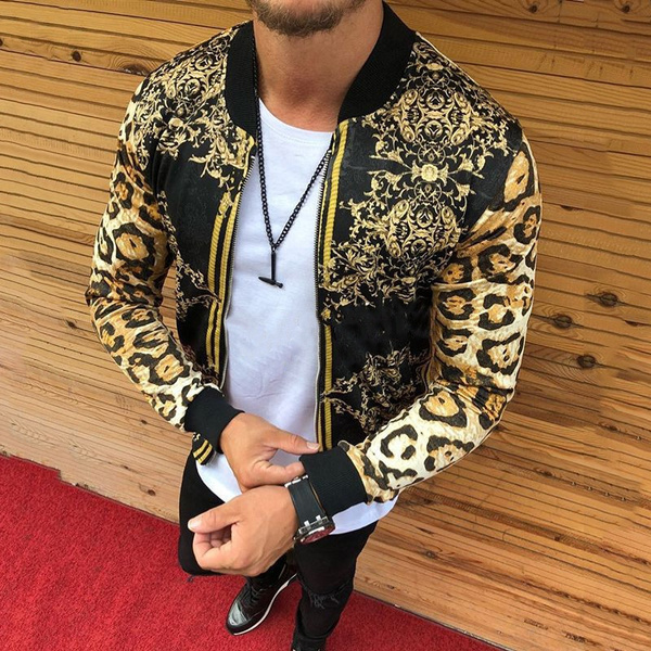 New Autumn and Spring Men's Fashion Clothing Slim-fit Leopard Print ...