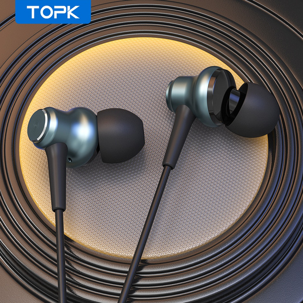 TOPK F37 Metal Shell Wired In-ear Headphones With Microphone, Binaural ...