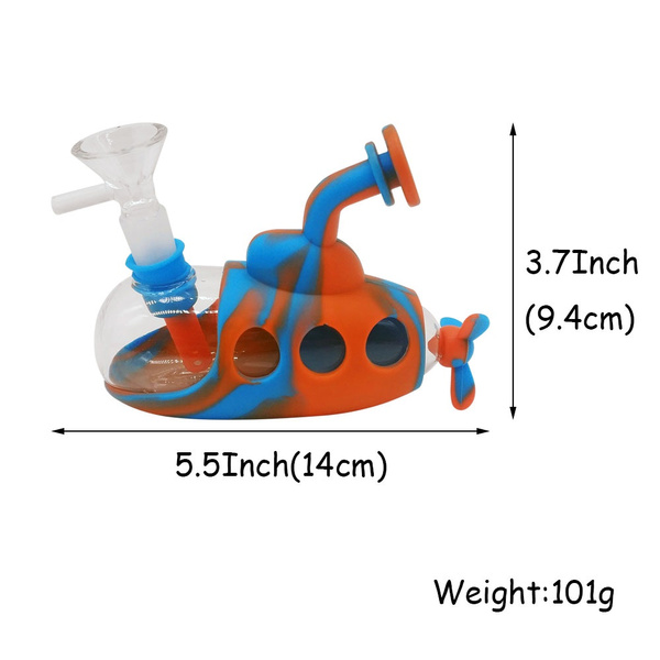 Dab Rigs Pipes Submarine Shap Silicone Glass Combined Water Smoking ...