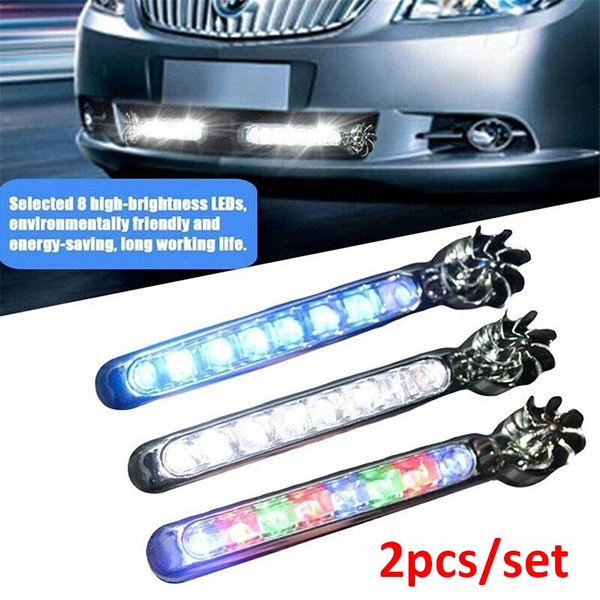 2pcs 8 LED Car Wind Energy Daytime Running Light Daylight Headlight ...