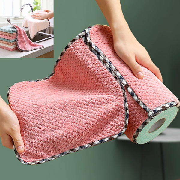 Kitchen Coral Velvet Dish Towel Rag Non-stick Oil Dish Cloth Double ...