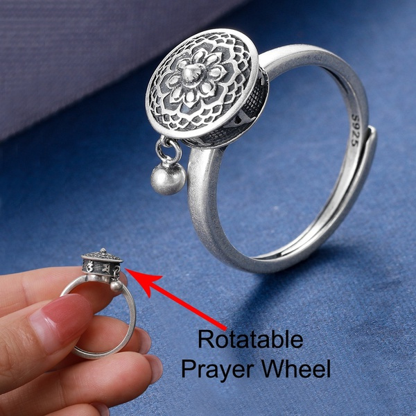 Buddhist Ring for Women Tibetan Prayer Wheel Ring 7 Chakras Ring Good ...