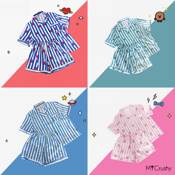 BTS Pajamas Suit Cute Sleepwear Women Men Clothes Bedroom Set Bangtan ...