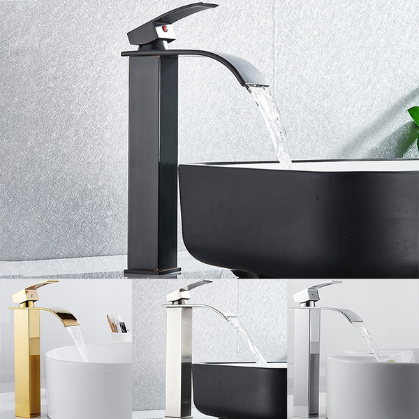 Waterfall Basin Sink Faucet Bathroom Mixer Tap Wide Spout Vessel Sink ...