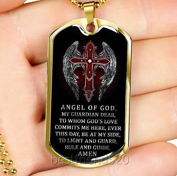 Angel of God – My Guardian Prayer Dog Tag Pendant Keychain Guardian ...