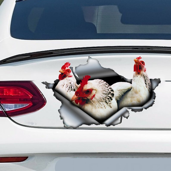 White hens car decal, White chicken car sticker, farm decal | Wish