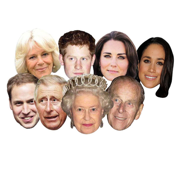 8 Pack Royal Family Face Masks Queen Phillip Kate William Harry Charles ...