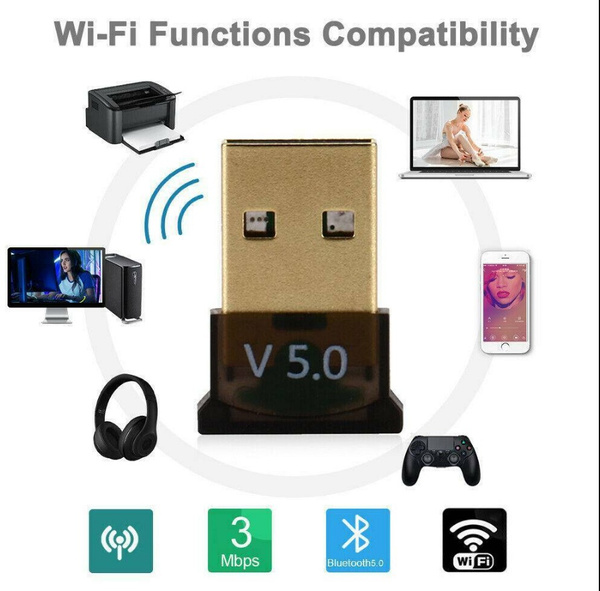 USB Bluetooth 5.0 Adapter Wireless Dongle Stereo Receiver Audio For PC ...