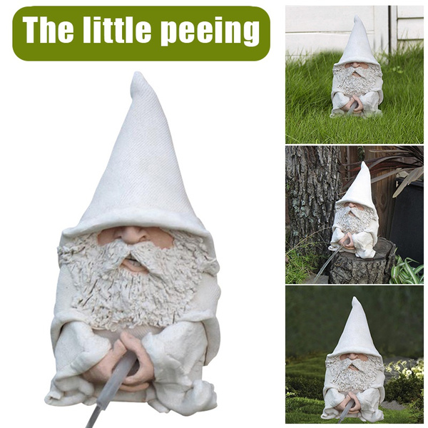 Peeing Gnome Statue Wizard Resin Figurine Wizzing Wizard Fountain White ...
