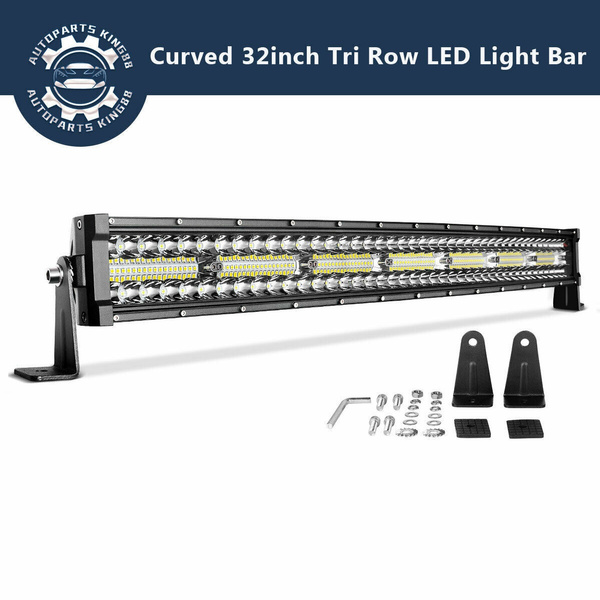 Tri-Row 32" inch 600W Curved LED Light Bar Spot + Flood Combo BOAT Bus ...