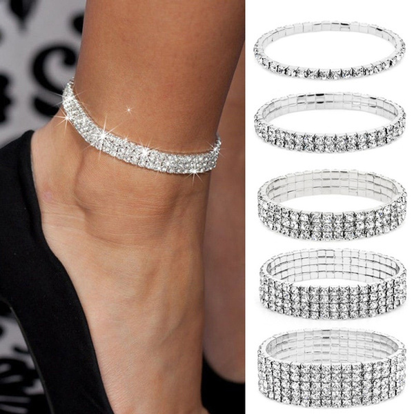 Women Ankle Bracelet Rhinestone Anklet Beach Ankle Bracelet Crystal ...