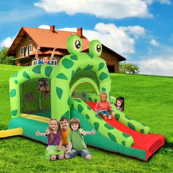 Safe Inflatable Bounce House Kids Moonwalk Jump Castle Frog Slide Air ...