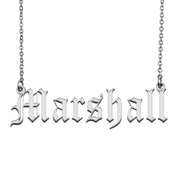 Marshall Old English Name Necklace in Silver Color for Her | Wish