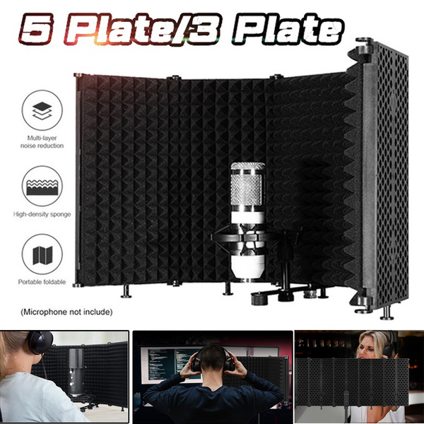 3-Panel/5-Panel Microphone Isolation Shield Portable Tabletop Sound ...
