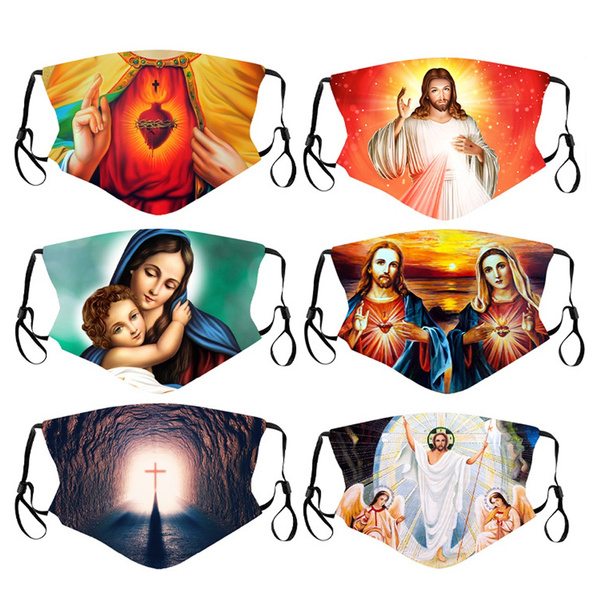 2021 New Praying Hands Jesus Religious Face Mask Christian Washable ...