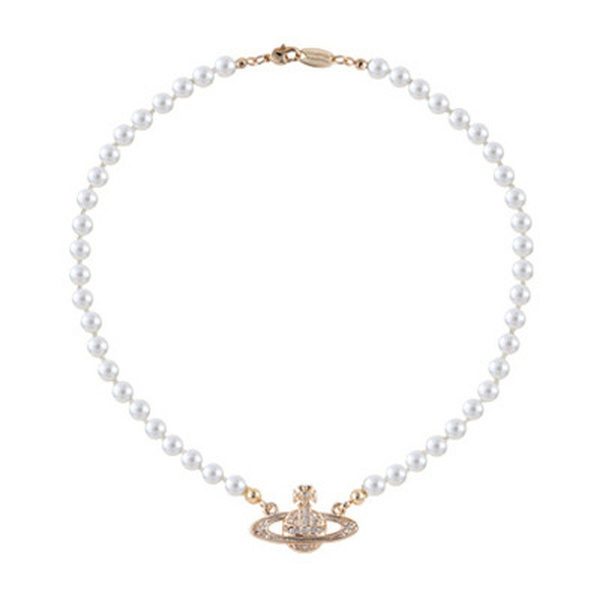 Saturn Pearl Necklace Diamond Pearl Bead Crystal Rhinestone Saturn ...